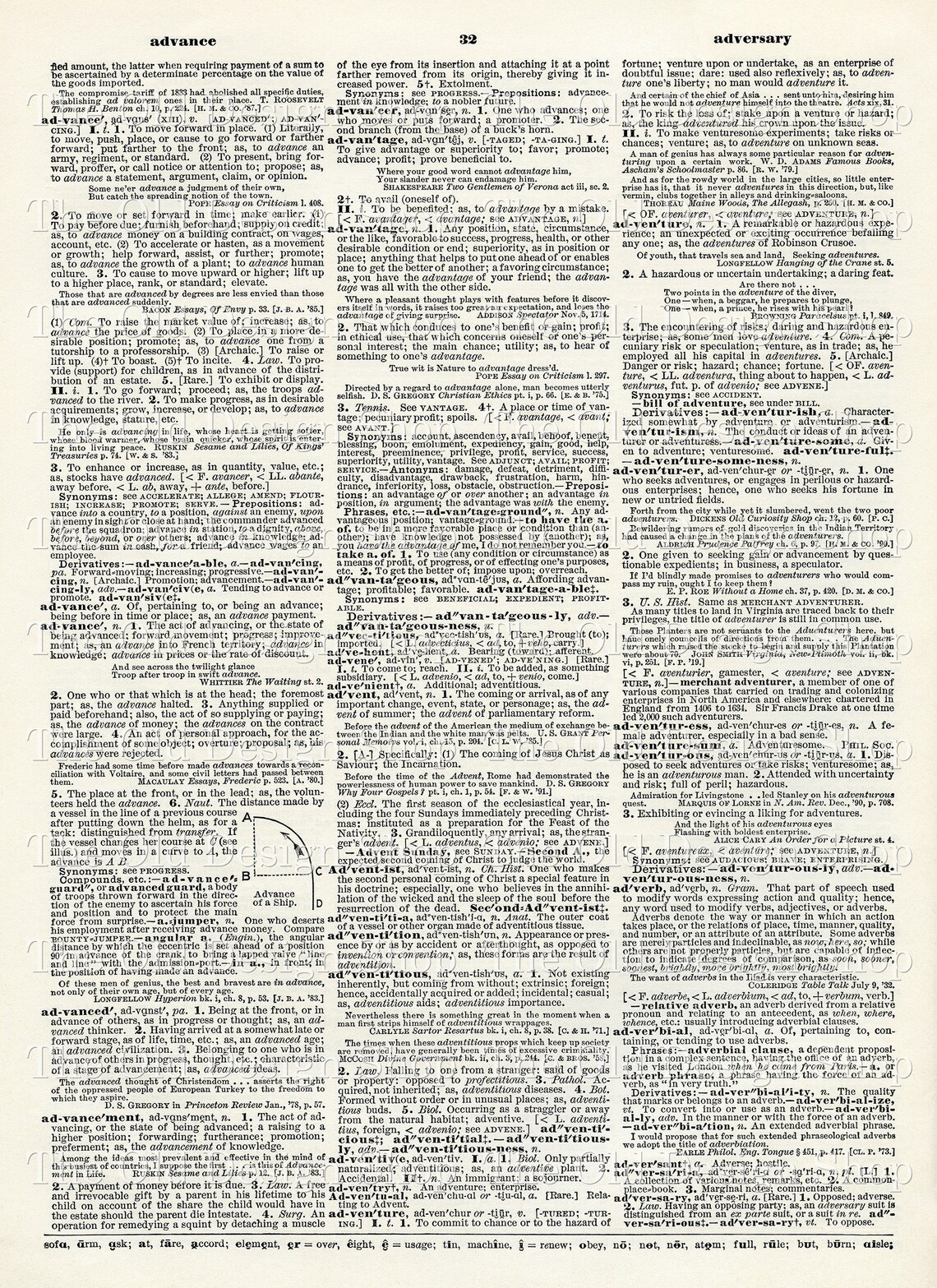 Printable Dictionary Page Definition for Advance Adventure Adventurous ...