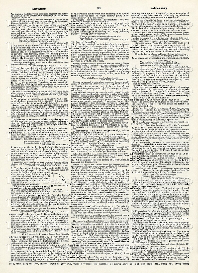 Printable Dictionary Page Definition for Advance Adventure Adventurous ...