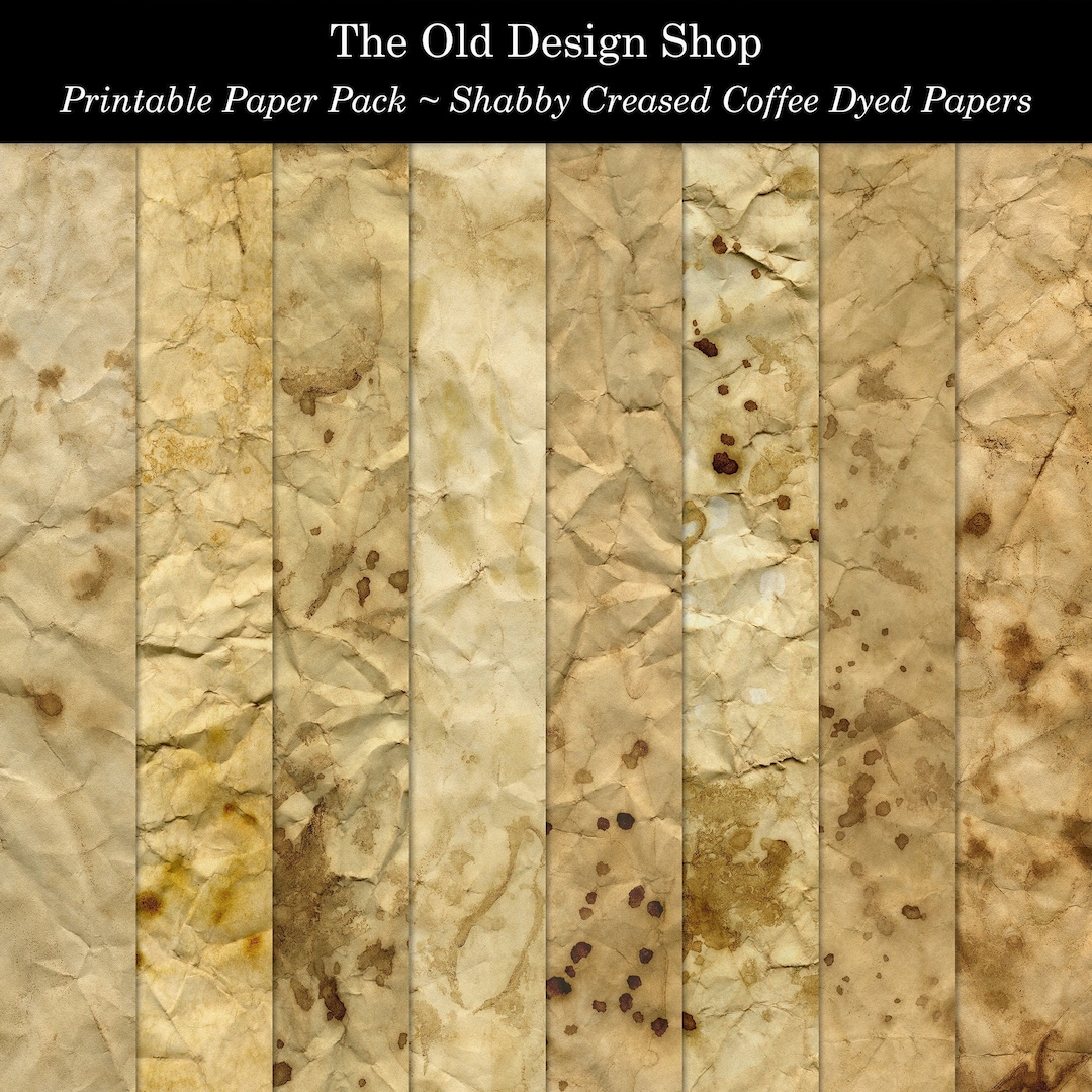 Printable Shabby Crumpled Creased Coffee Dyed Grunge Paper Pack 8.5 X ...