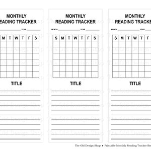 Printable Monthly Reading Tracker Bookmarks Aged Shabby Digital ...