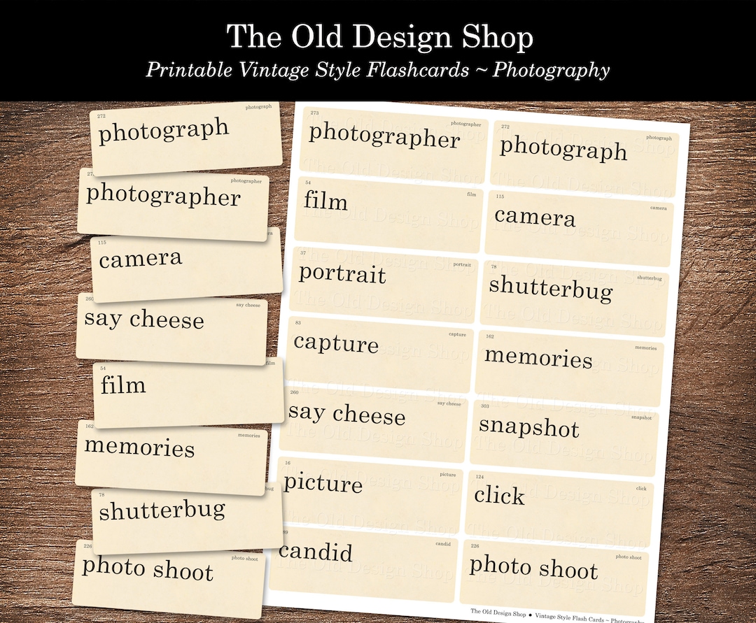 Photography Flashcards Printable Junk Journal Neutral Ephemera ...