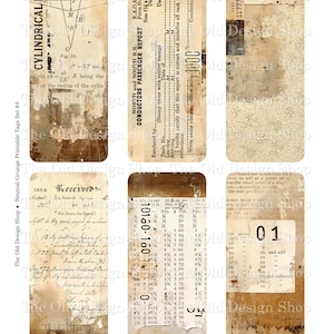 Neutral Grunge Tag Set 4 Shabby Grunge Tags Printable Ephemera Tags ...