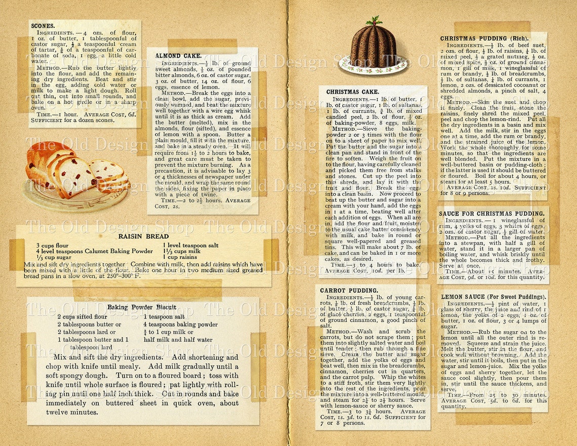 Printable Vintage Recipe Junk Journal Scrapbook Cooking Baking - Etsy