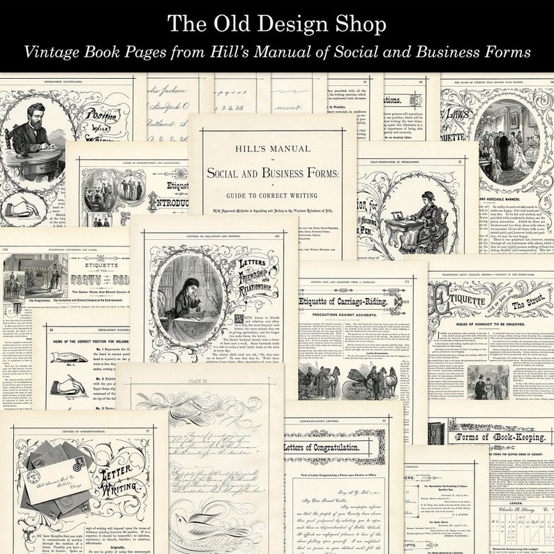 Printable Antique Book Pages From Hills Manual of Social and - Etsy