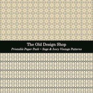 Muted Sage and Ivory Digital Paper Printable Elegant Vintage Ornate ...
