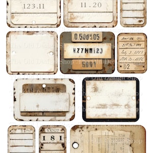 Neutral Grunge Tag Set 1 Shabby Grunge Tags Printable Ephemera Tags ...