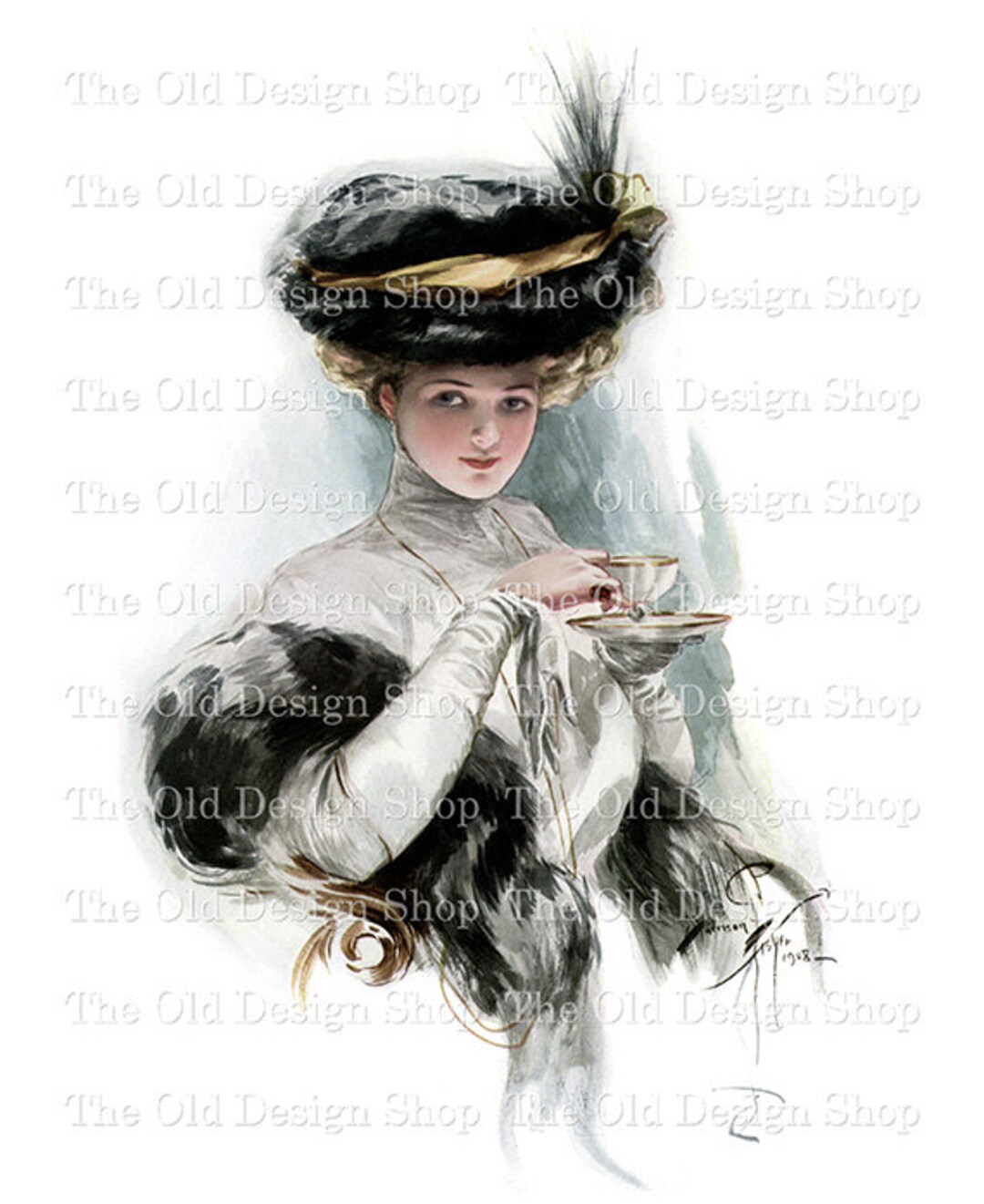 Harrison Fisher Printable Vintage Lady Graphics Titled Teacup Times ...
