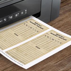 Printable Monthly Reading Tracker Bookmarks Aged Shabby Digital ...