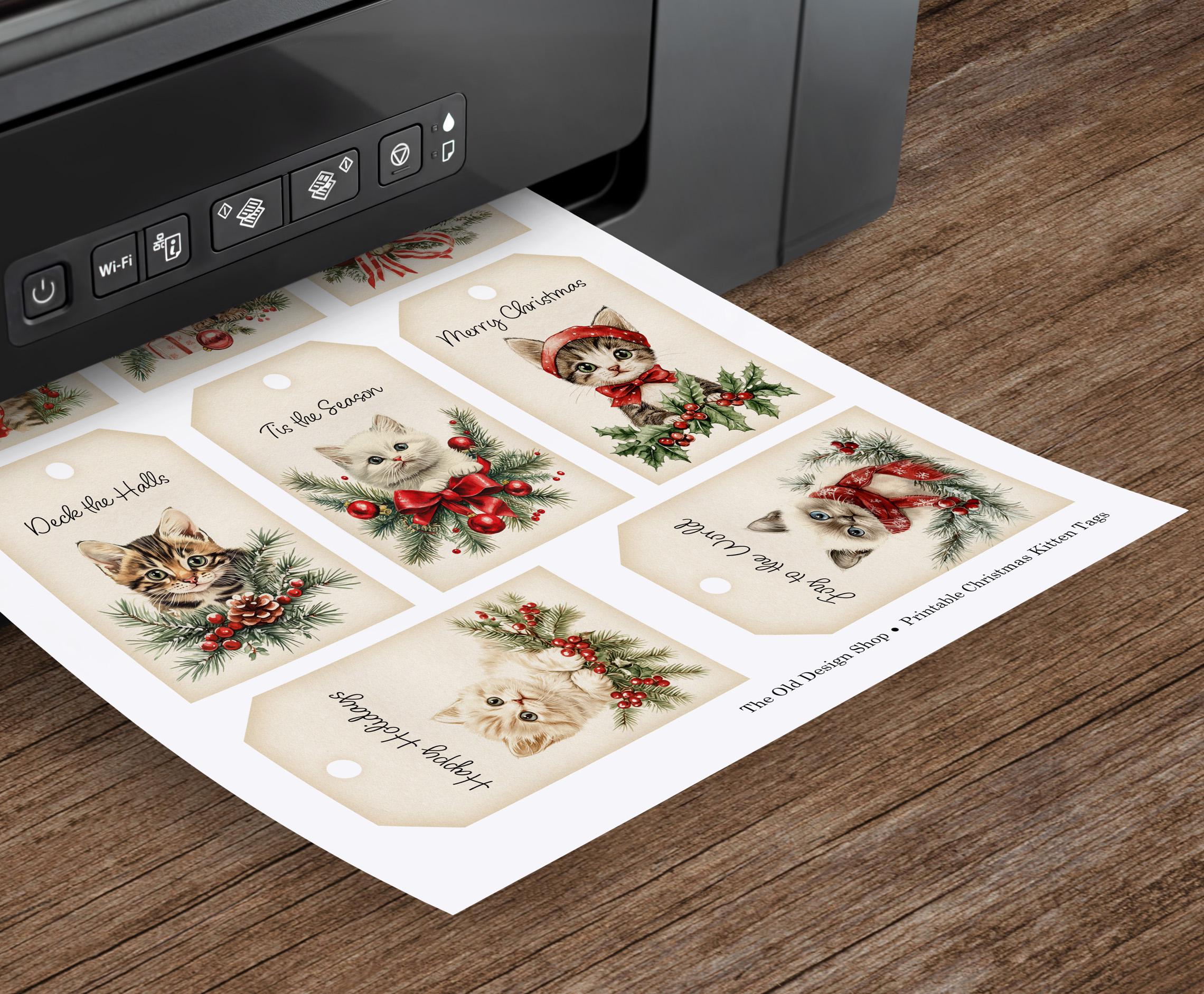 Printable Christmas Kitten Tags Ephemera for Junk Journals Cardmaking ...