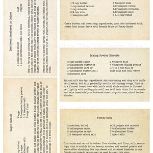 Printable Recipes Five Old Fashioned Typed Recipes 5 X 3 Inch Size ...