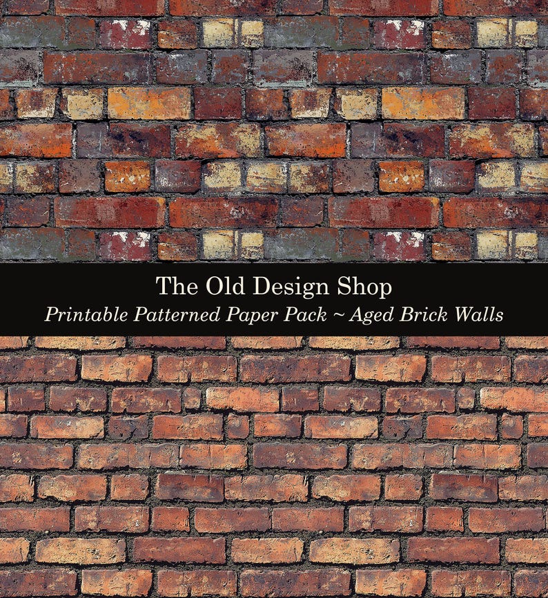 Rustic Brick Wall Textures Digital Paper Pack Printable Aged Brick ...