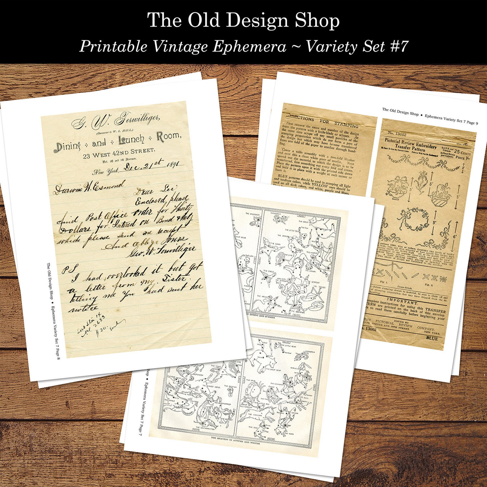 Set 7 Vintage Ephemera Printable Variety Pack Digital Download | Etsy