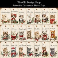 Printable Christmas Kitty Gift Tags, Cat Gift Labels, Instant Download ...