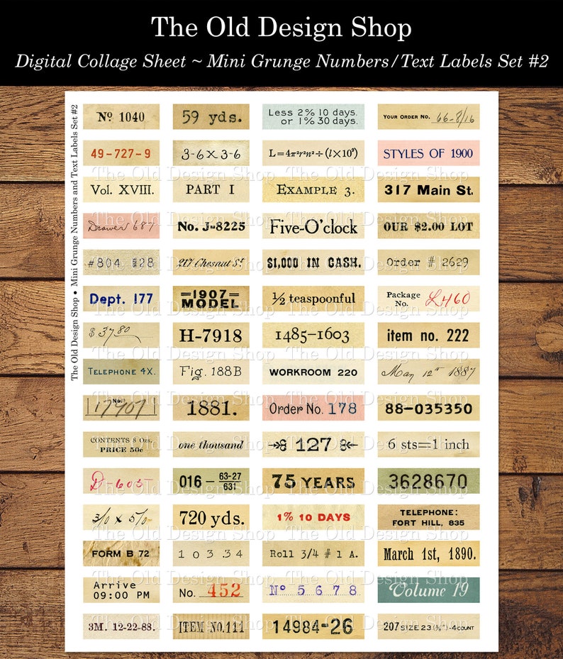 Number Labels Mini Shabby Numbers and Text Label Tags Set 2 | Etsy