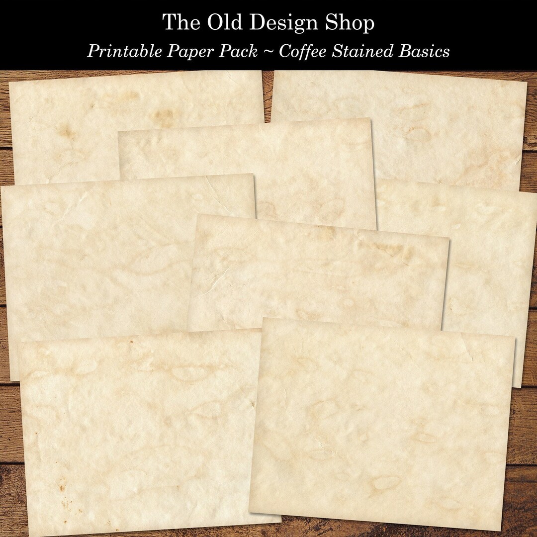 Printable Paper Pack Coffee Stained Basic Textures Background Pages 8.5 ...