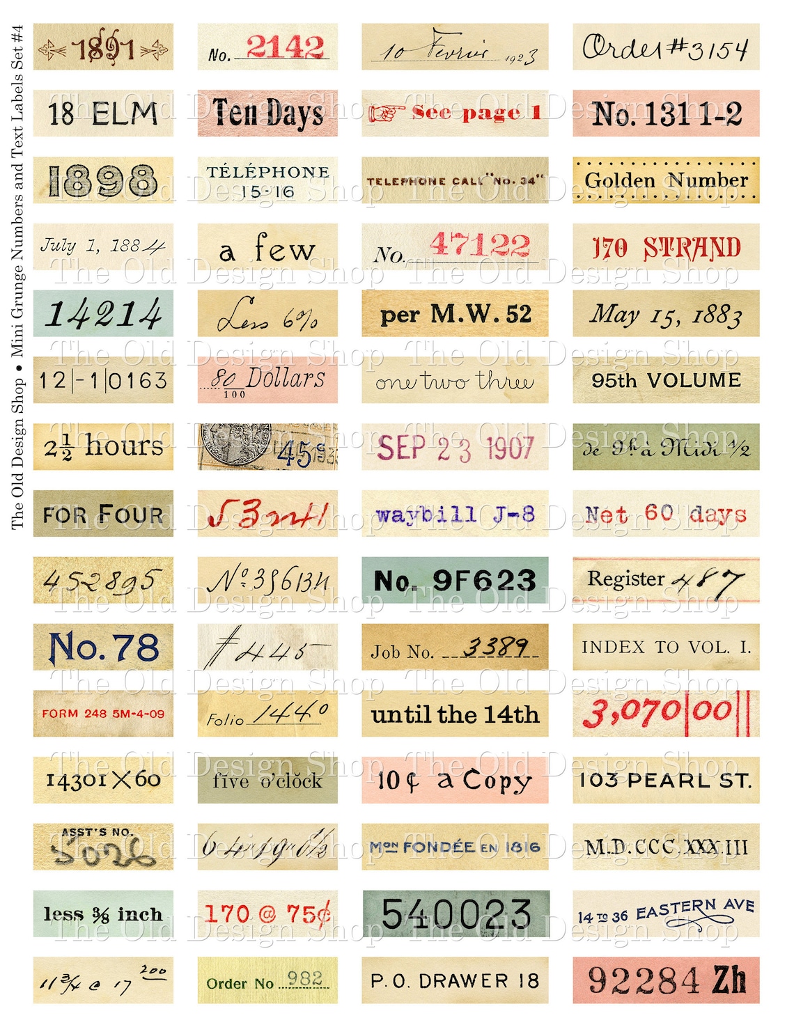 Number Labels Mini Shabby Numbers and Text Label Tags Set 4 | Etsy