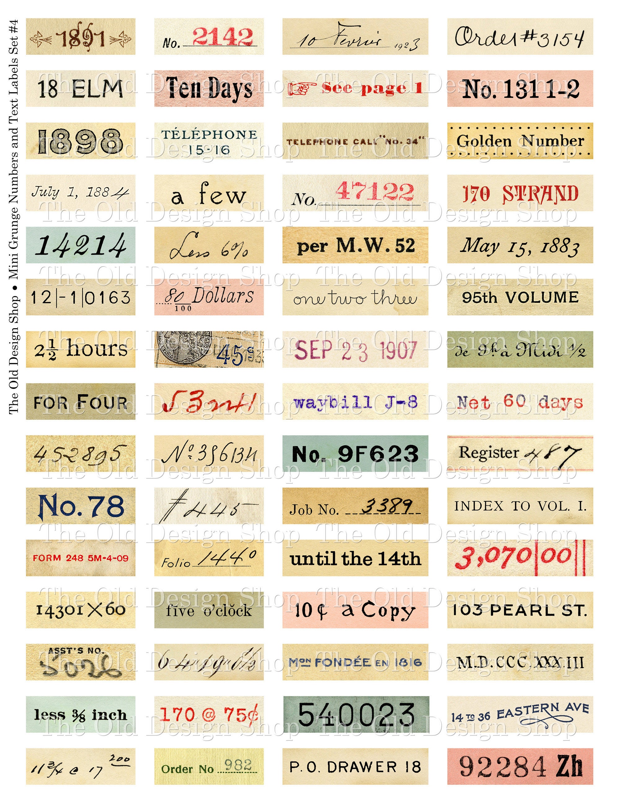 Number Labels Mini Shabby Numbers and Text Label Tags Set 4 - Etsy Canada