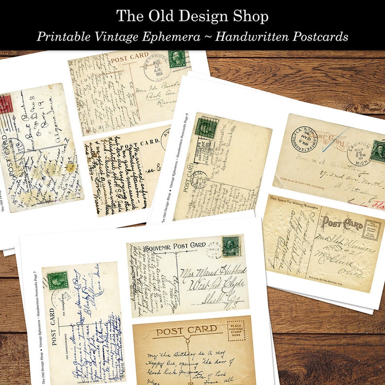 Handwritten Postcards Vintage Printable Ephemera Digital | Etsy