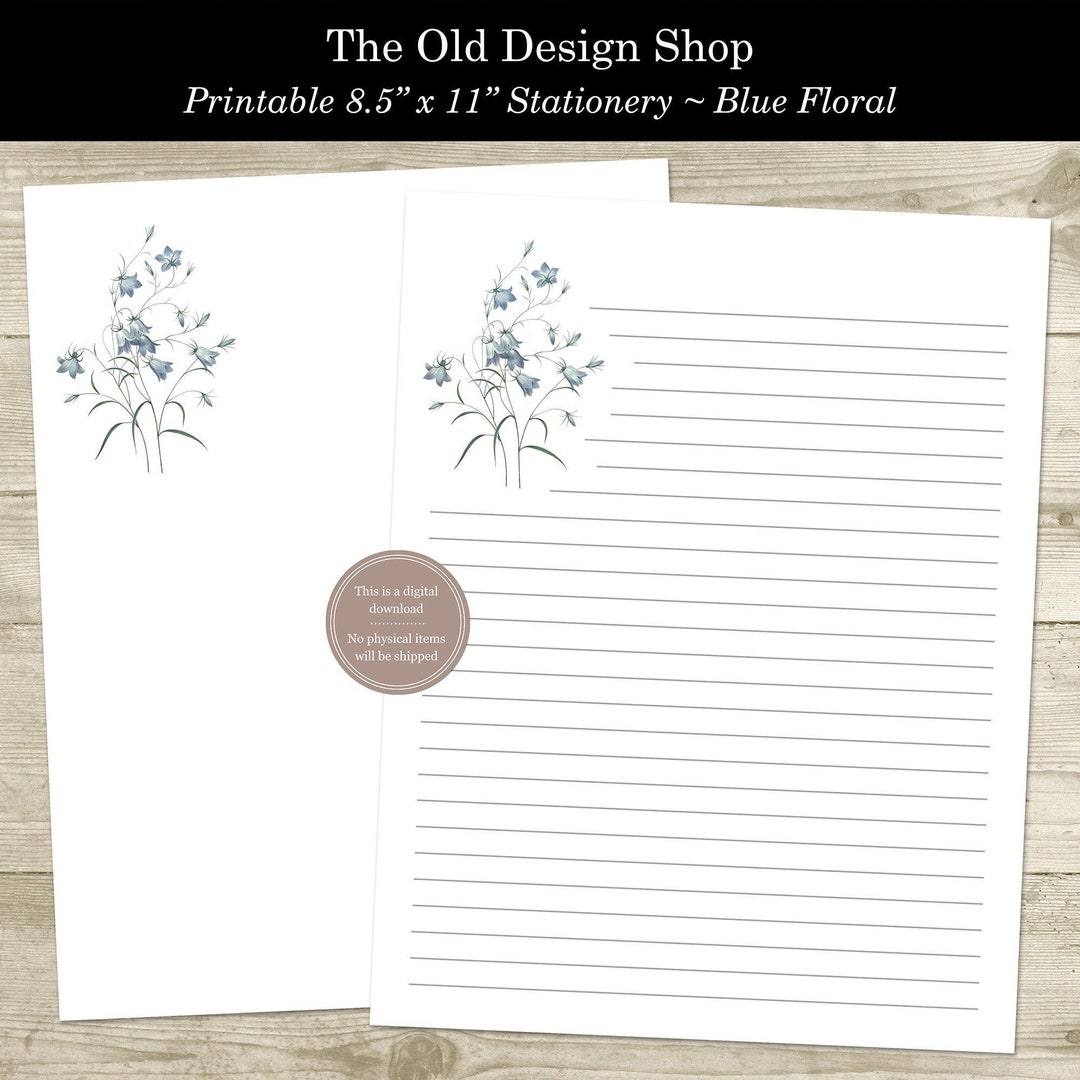 Bluebell Flower Letter Writing Stationery Printable Penpal Stationary ...