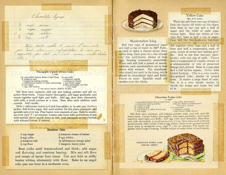 Printable Vintage Recipe Junk Journal Scrapbook Cooking Baking - Etsy