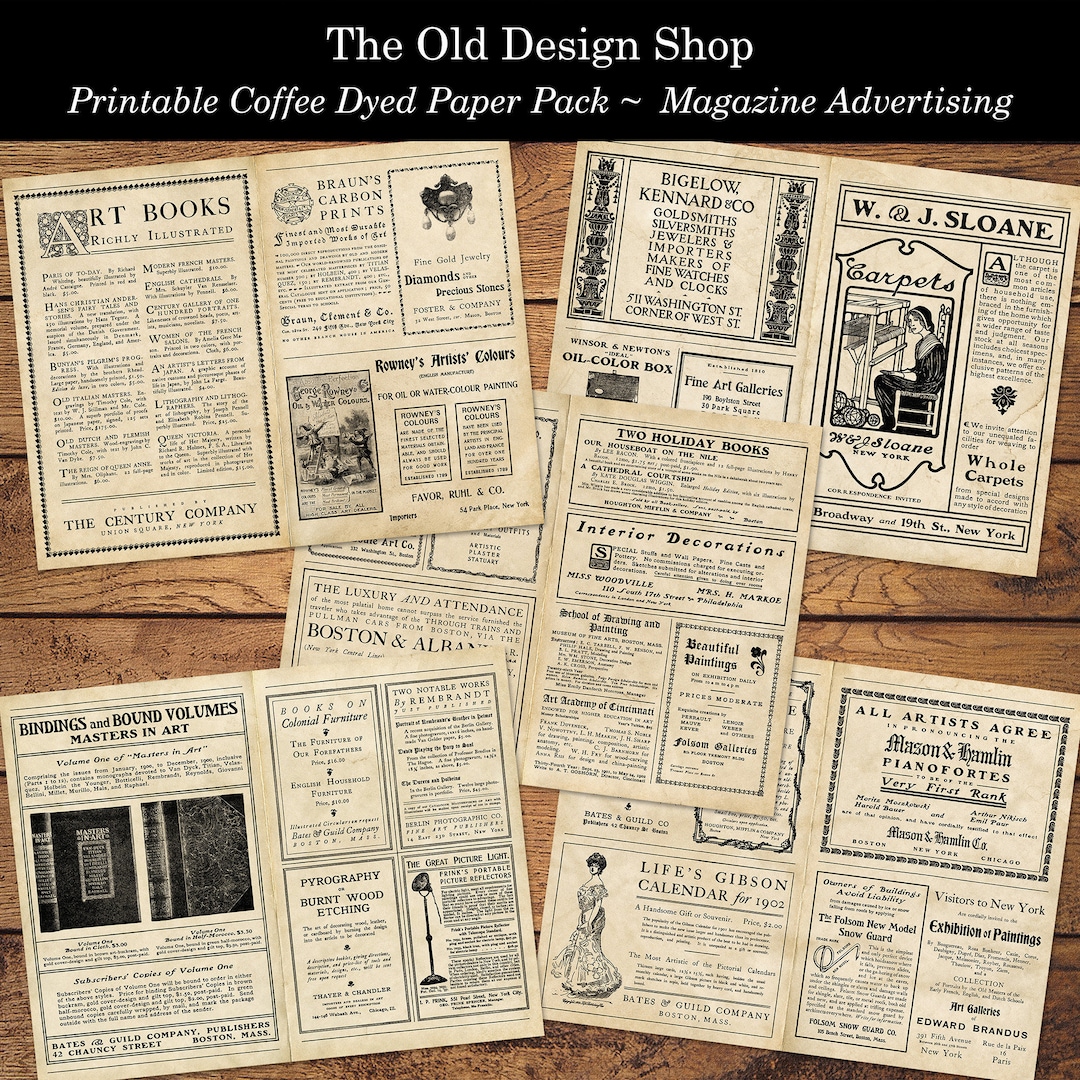 Vintage Magazine Advertisements Printable Ink Saving Black and - Etsy