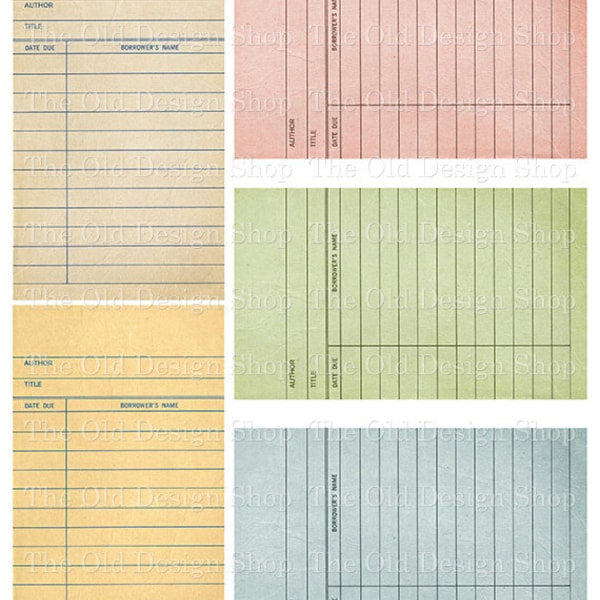 Blank Library Cards - Etsy