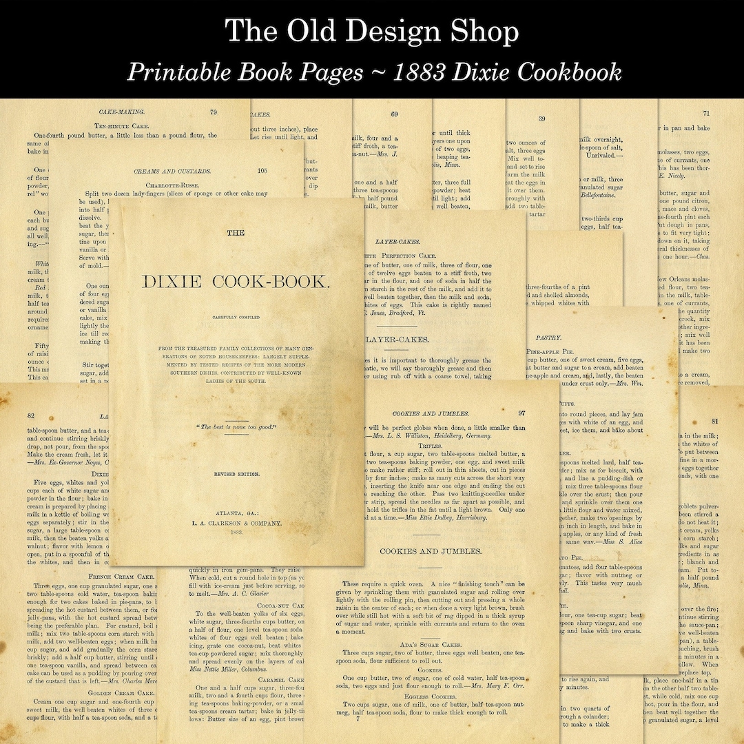 Old Cookbook Pages Printable Vintage Recipe Pages for Junk Journals ...