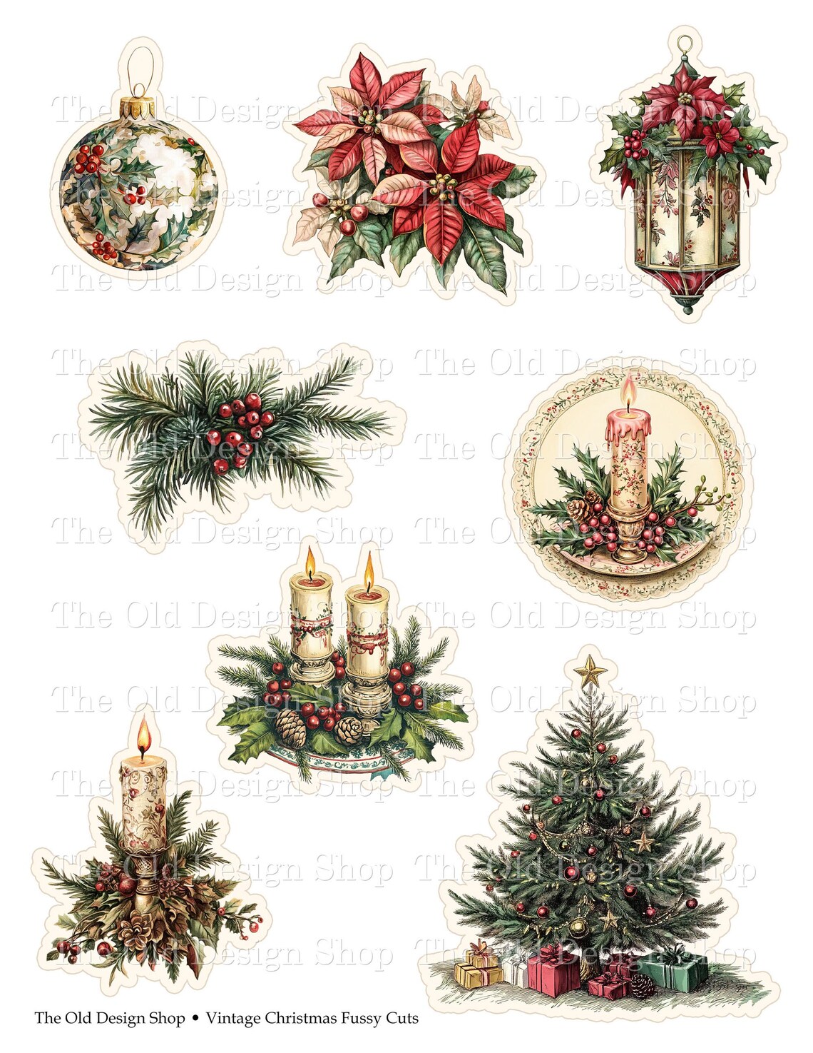 Vintage Christmas Fussy Cuts Printable Fussy Cut Clipart Ephemera for ...