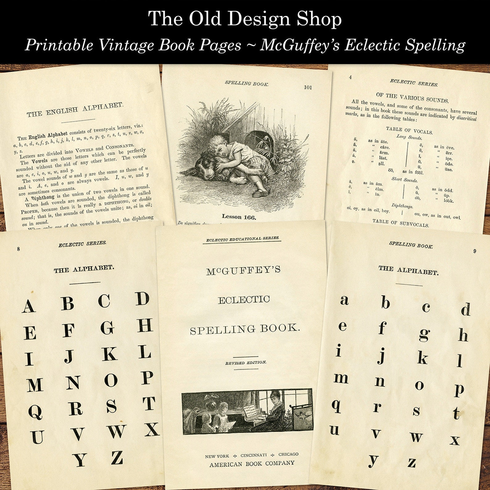 Mcguffey’s Eclectic Spelling Shabby and Aged Vintage School Reader Book ...