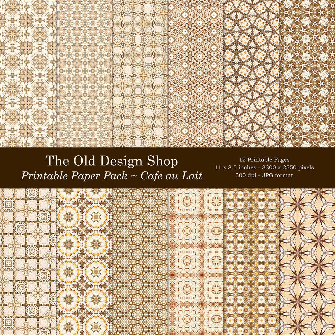 Digital Papers Coffee Colored Café Au Lait Paper Pack Printable ...