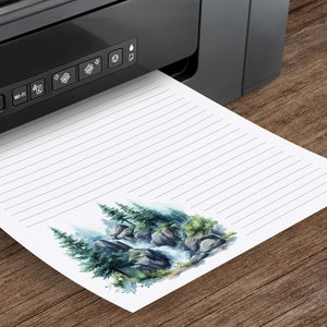 Printable Waterfall Letter Writing Stationery Watercolor Waterfall ...