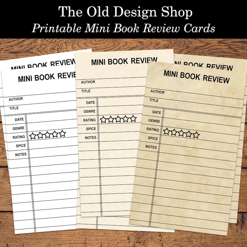 Mini Book Review Reading Tracker Printable Books Read Vintage Style ...