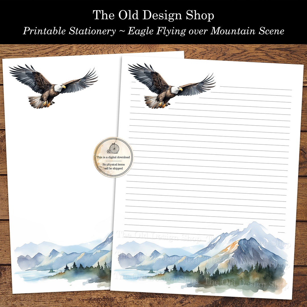 Eagle Stationery Printable Letter Writing Stationery Eagle Flying ...