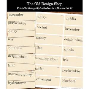 Printable Flowers Flashcards Junk Journal Ephemera Retro Vintage ...