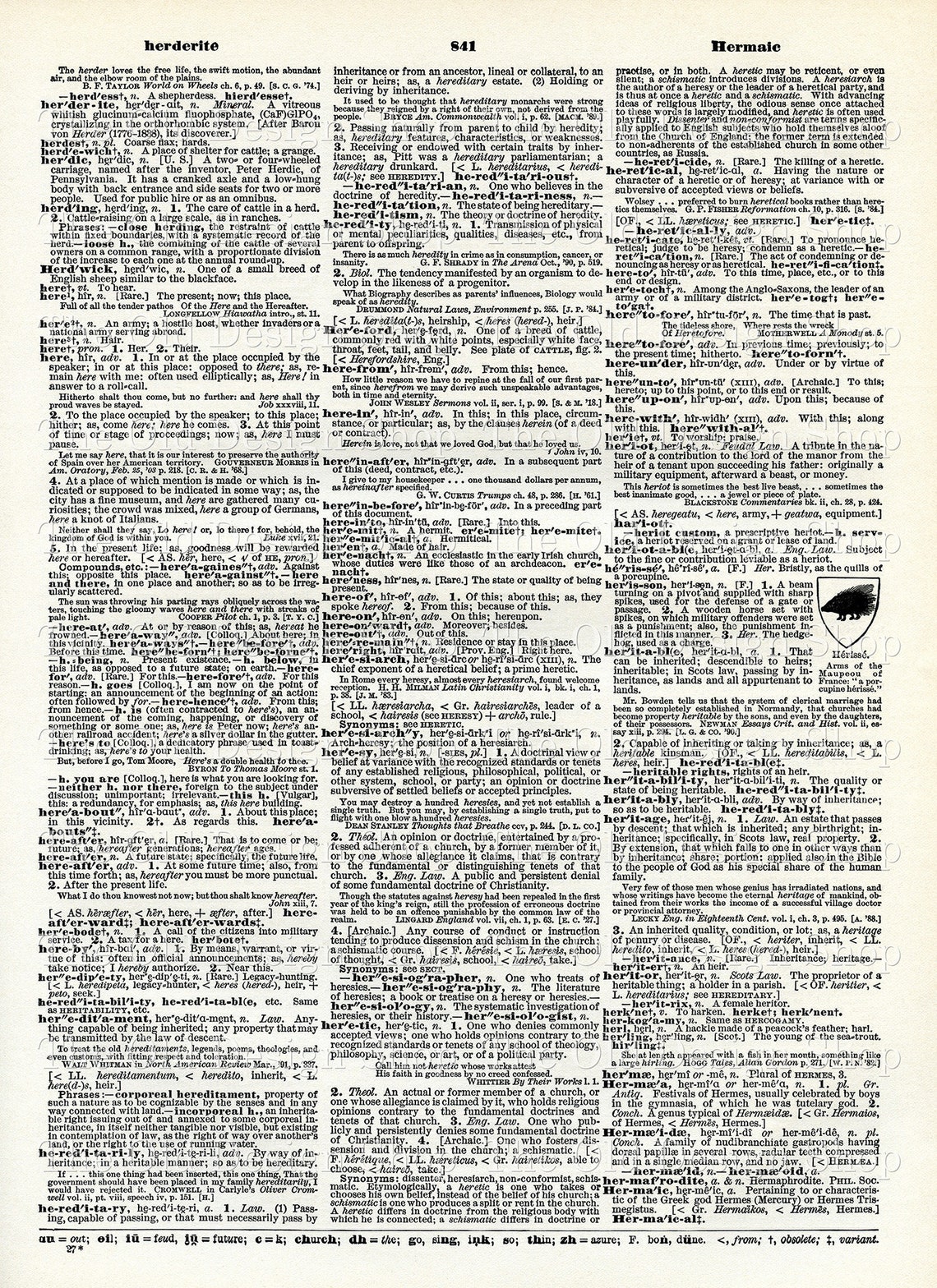 Printable Dictionary Page Definition for Herding Heredity - Etsy