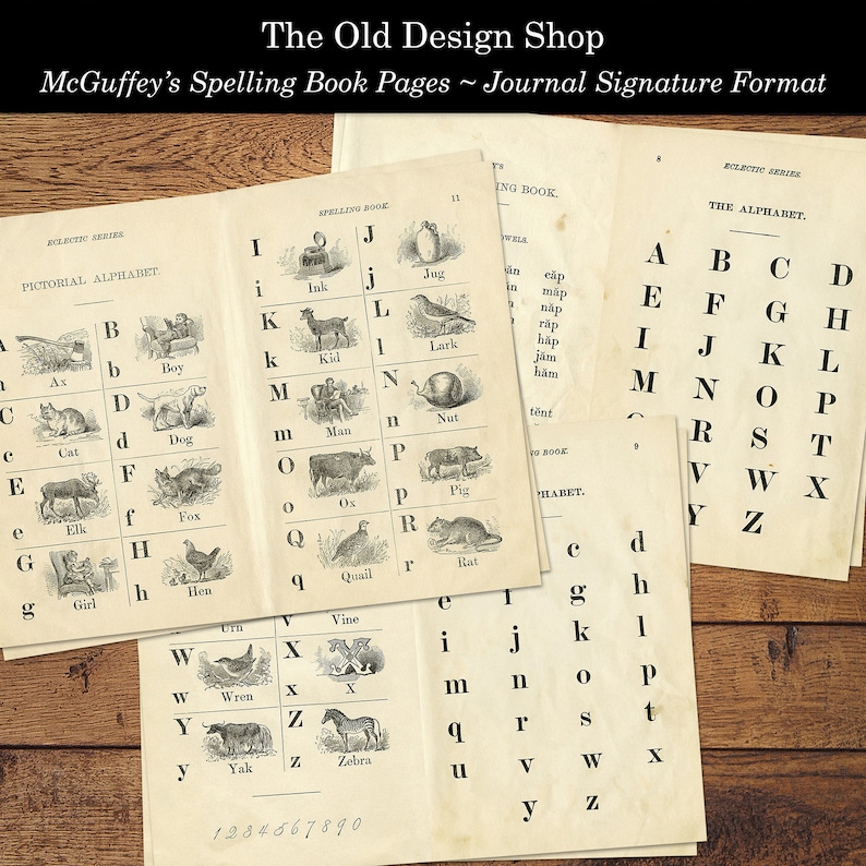 Mcguffey’s Eclectic Spelling Shabby and Aged Vintage School Reader Book ...