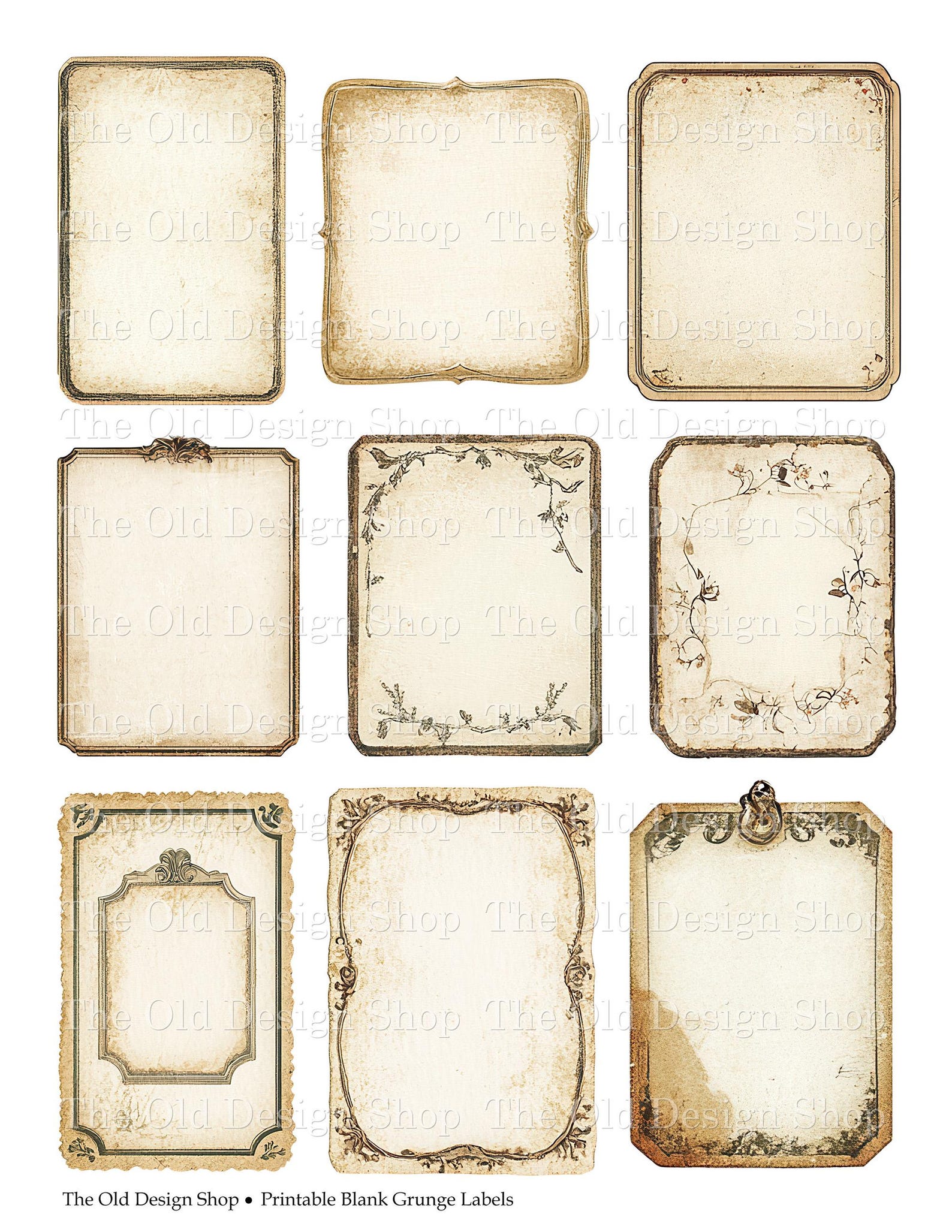 Blank Grunge Labels Journal Kit Printable Ephemera Shabby Labels Tags ...