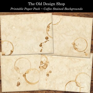 Printable Paper Pack Coffee Stain Textures Background Pages 8.5” X 11 ...