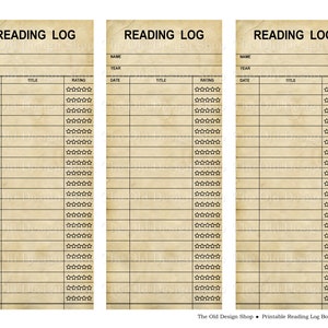 Printable Reading Log Bookmarks Aged Shabby Digital Bookmarks for ...
