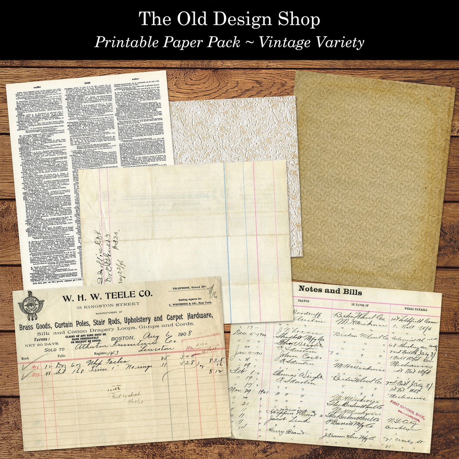 Printable Vintage Background Paper Pack Collage Antique Book Pages Junk ...
