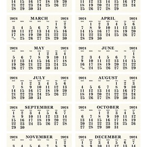 Printable 2024 Mini Monthly Calendar Journal Cards Planner Cards ...
