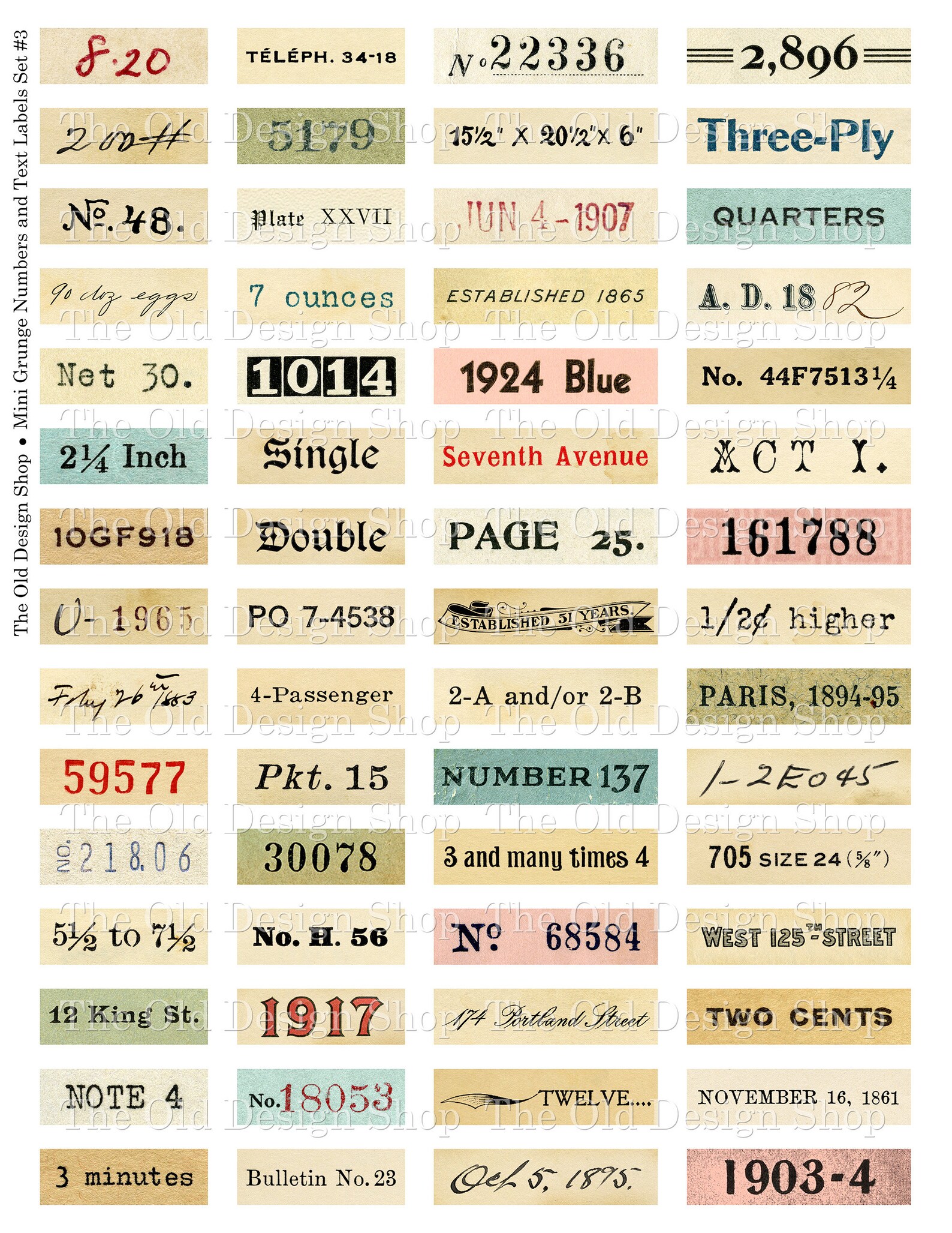 Number Labels Mini Shabby Numbers and Text Label Tags Set 3 | Etsy