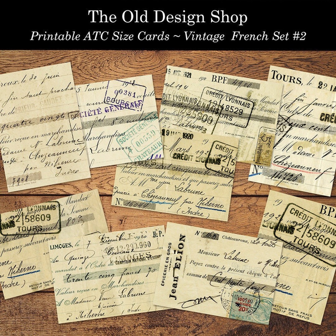 ATC Cards French Ephemera Printable Journal Card Vintage French ...
