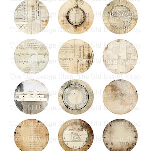 Neutral Grunge Circle Tag Set Round Tags Printable Ephemera Tags Junk ...