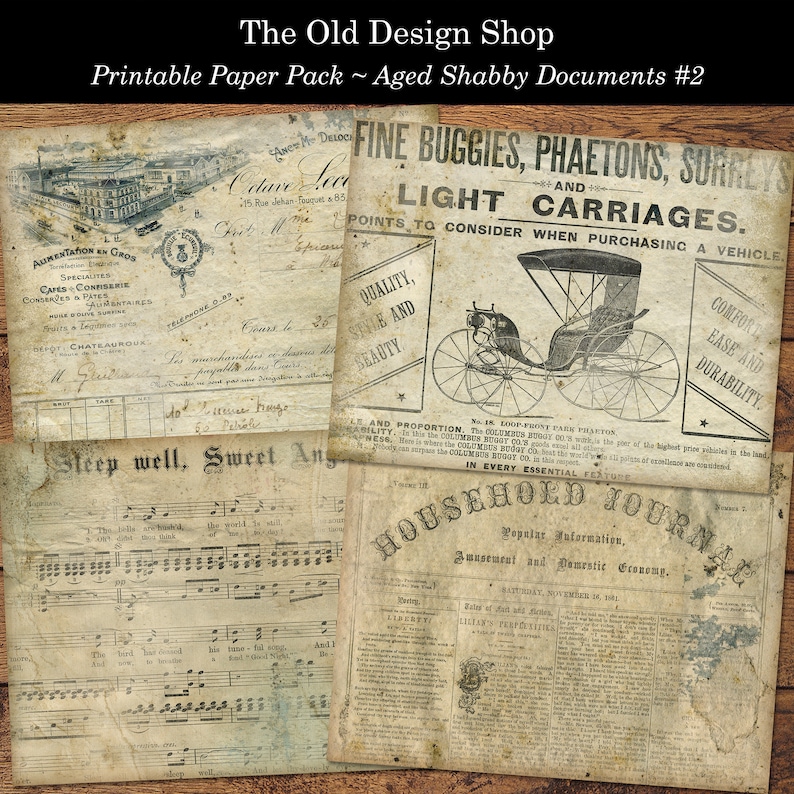 Junk Journal Paper Pack Printable Pages Distressed Antique Vintage ...
