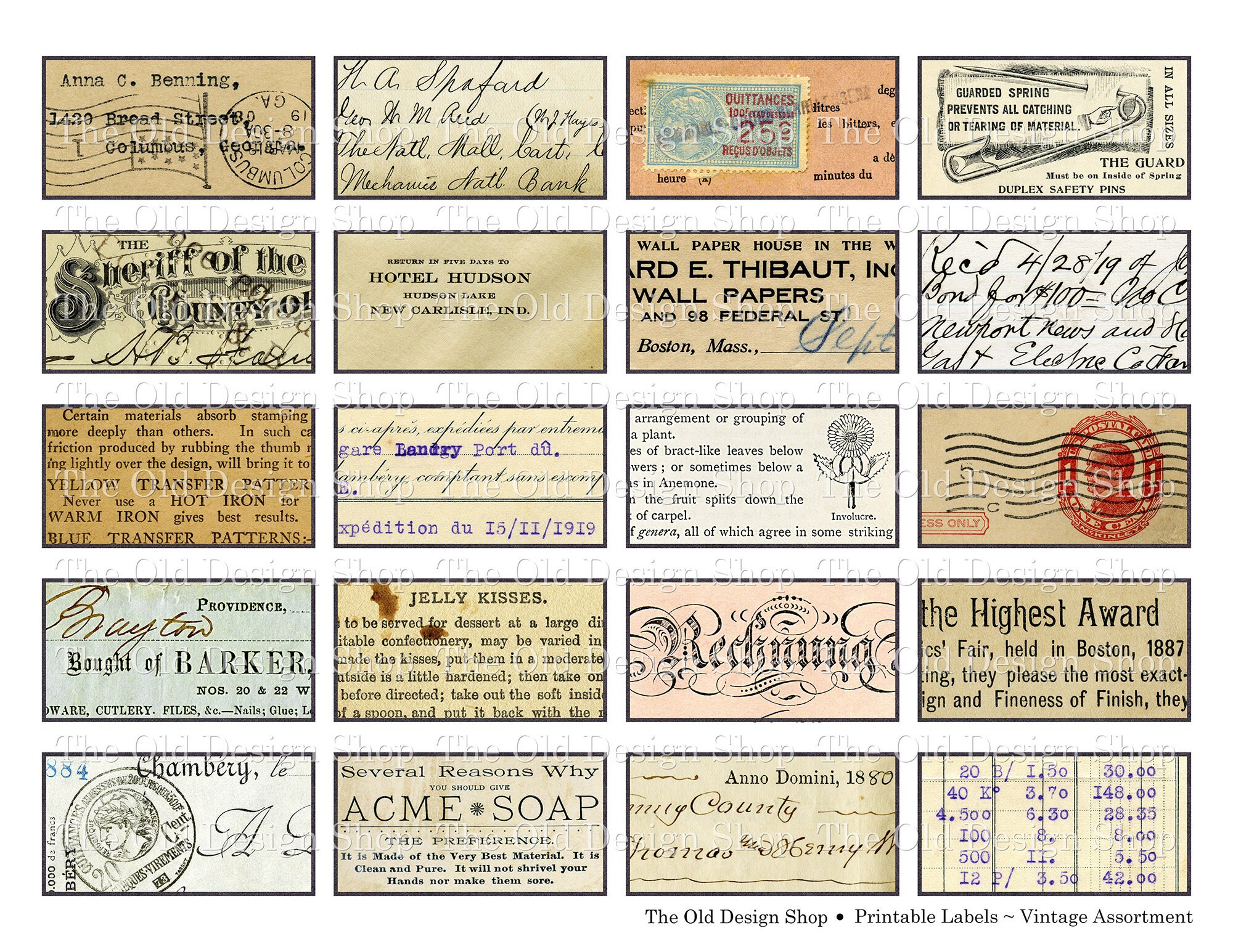 Printable Labels Vintage Text Illustrations Handwriting Label - Etsy