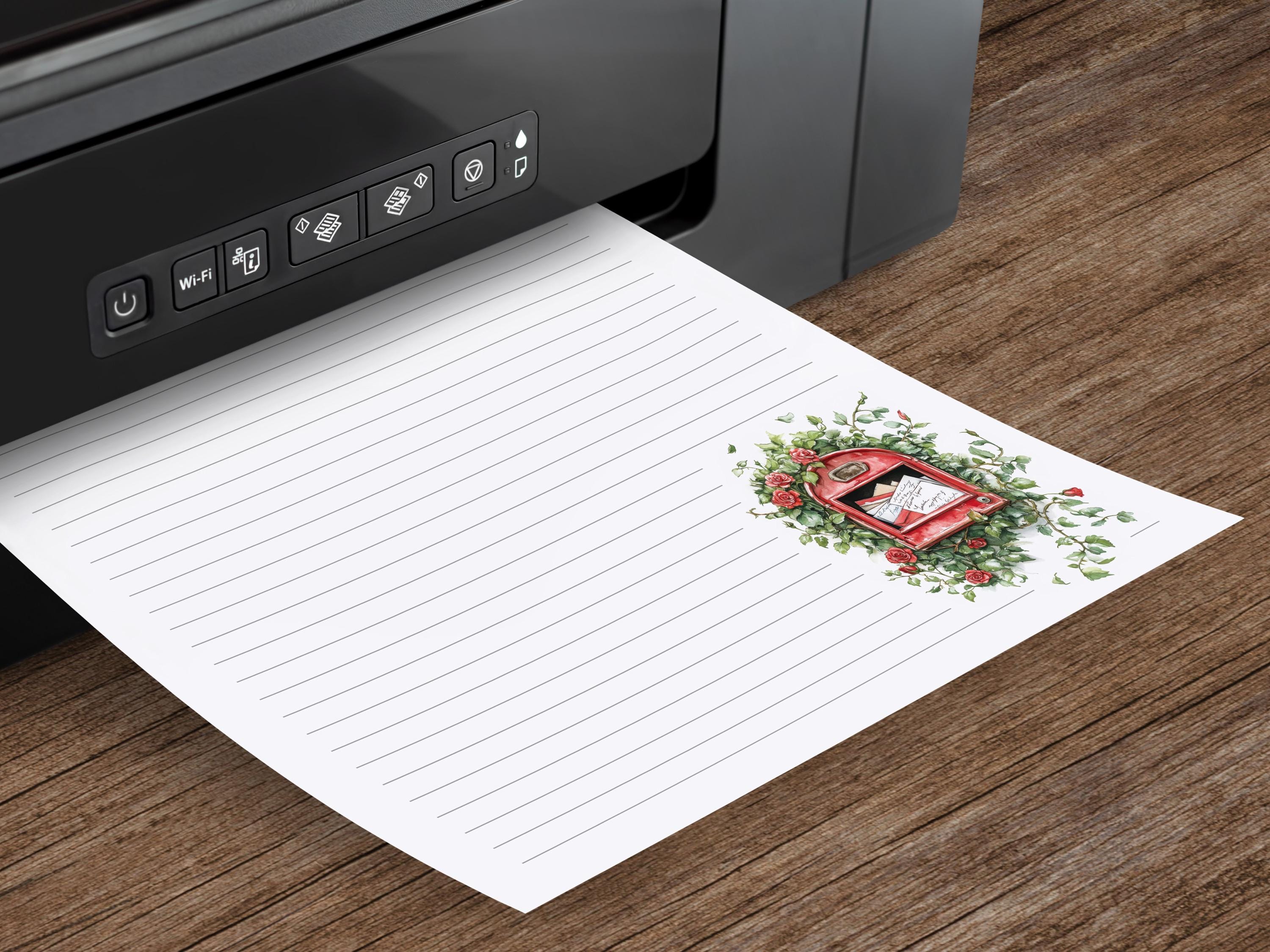Vintage Mailbox Red Roses Printable Letter Writing Stationery US Letter ...