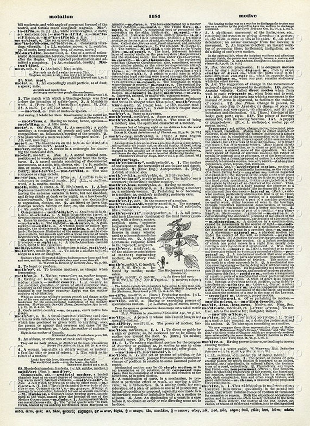 Printable Dictionary Page Mother Motif Vintage Book Page Junk Journal ...