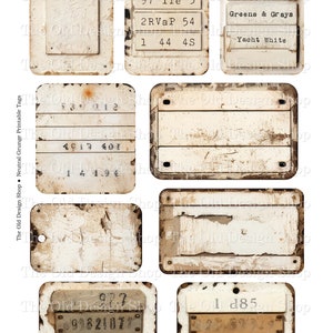 Neutral Grunge Tag Set 1 Shabby Grunge Tags Printable Ephemera Tags ...