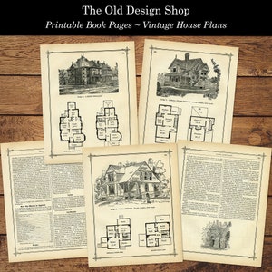 Antique House Plans Vintage Printable Book Pages Commercial Use Digital ...